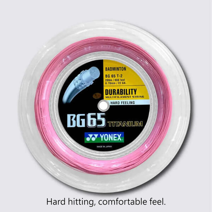 Yonex BG 65 Ti 200m Badminton String (Pink)